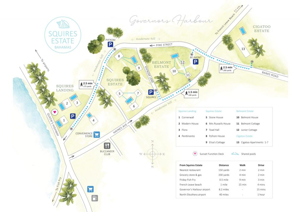 Squires Estate Map - Cigatoo Resort | Eleuthera | The Bahamas